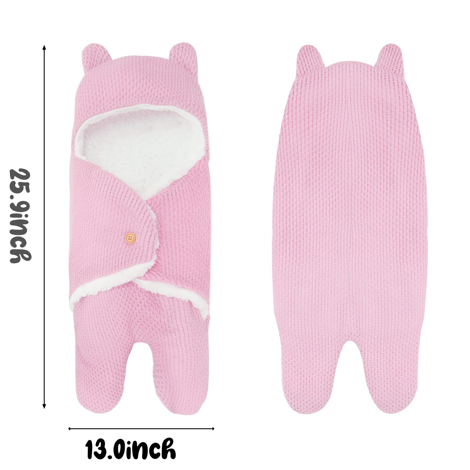 Baby Swaddle Blanket, Soft Plush Newborn Swaddle Wrap Baby Blankets, Cute Bear Unisex Baby Sleeping Bag for 0-6 Months Baby