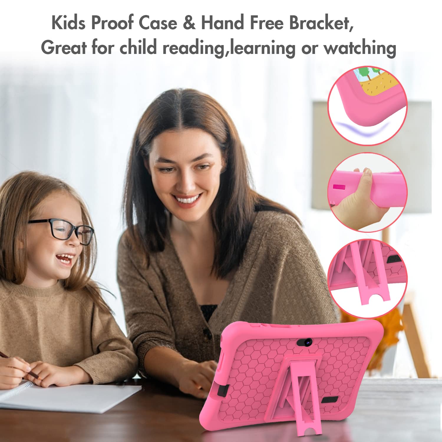 7 inch Kids Tablet 32GB Parental Control,2GB Tablet for Toddlers Quad Core Android 11,Pre-Installed with Kids-Tablet Case,Dual Camera,1024 x 600 Touch Screen,Bluetooth WiFi YouTube Netflix for Girls