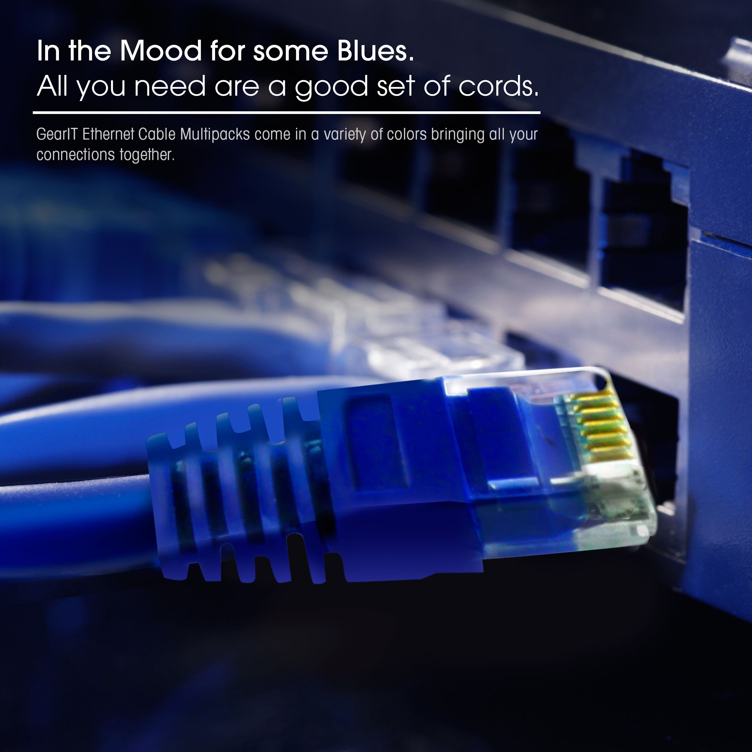 GearIT 10-Pack, Cat5e Ethernet Patch Cable 10 Feet - Snagless RJ45 Computer LAN Network Cord, Blue - Compatible with 10 Port Switch POE 10port Gigabit
