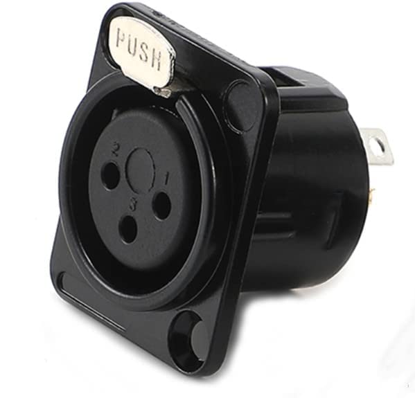 GDQLCNXB XLR Female Jack 3 Pin Panel Mount Jacks, XLR Female Socket Microphone Connector 5Pcs,Black Metal Housing