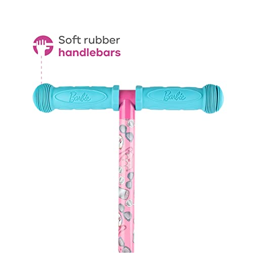 Barbie Self Balancing Kick Scooter with Light Up Wheels, Extra Wide Deck, 3 Wheel Platform, Foot Activated Brake, 75 lbs Limit, Kids & Toddlers Girls or Boys, for Ages 3 and Up