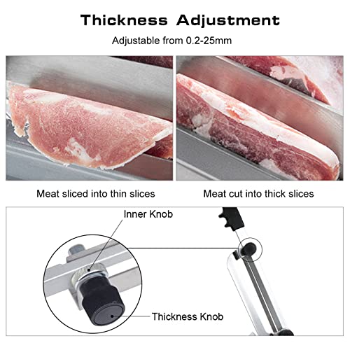 Manual Frozen Meat Slicer, Stainless Steel Meat Cutter Beef Mutton Roll Meat Cheese Food Slicer Vegetable Sheet Slicing Machine, Deli Slicer for Home Kitchen