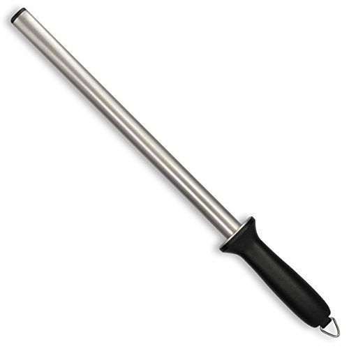Navaris Diamond Sharpening Steel - 12" (31cm) Oval Knife Rod Sharpener for Honing Kitchen Knives - Lightweight and Durable for Home or Pro Use
