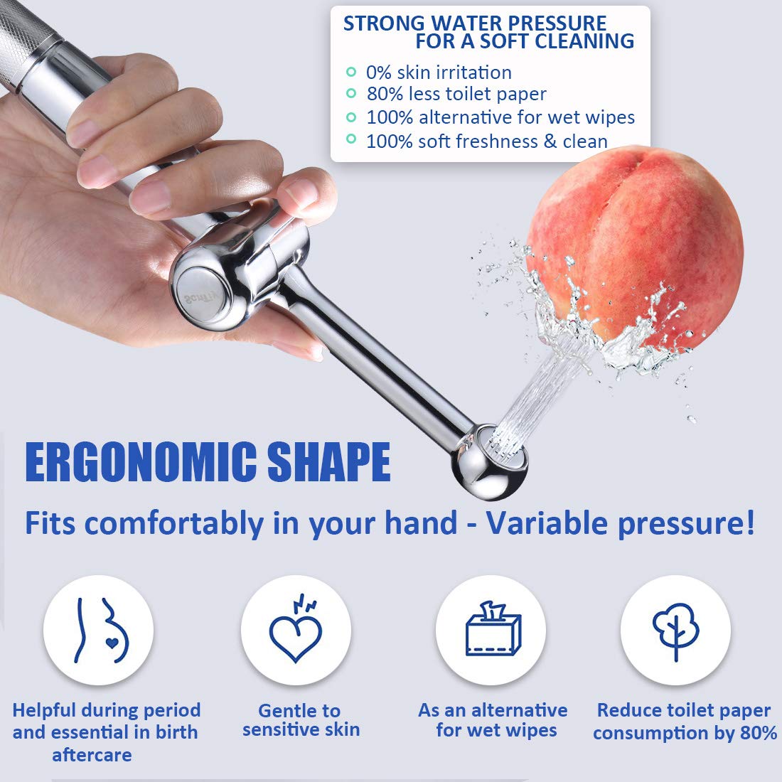 SonTiy Brass Handheld Bidet Sprayer for Toilet, 7.2β Bidet Wand and 7.9" Bidet Wand, Cloth Diaper Toilet Sprayer Bidet Attachment with Backflow Preventer