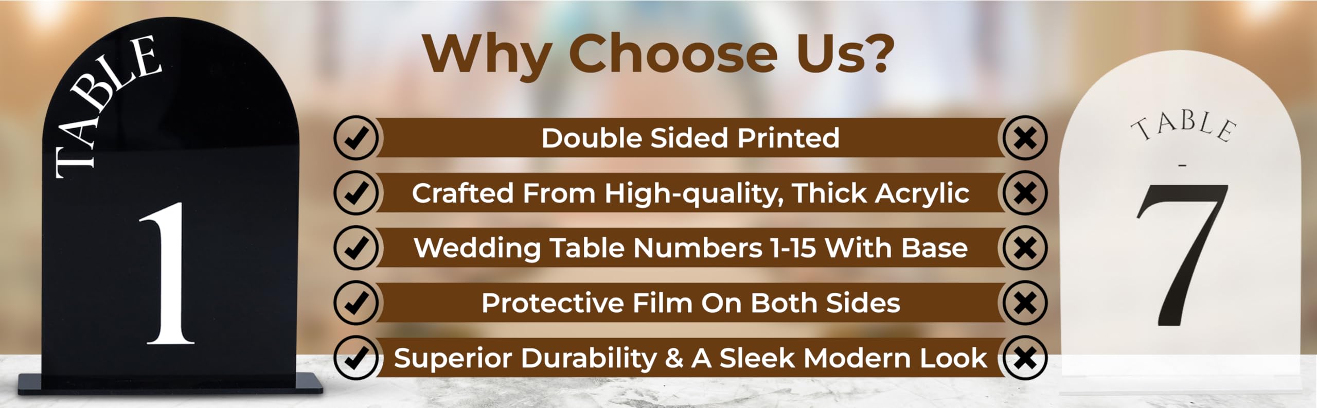 Table Numbers- Wedding Table Numbers (5β x 7β) Table Numbers 1-15 w/stands- Double-Sided Acrylic Table Numbers- Perfect Table Numbers for Wedding Reception-Black Table Numbers-Wedding Centerpieces