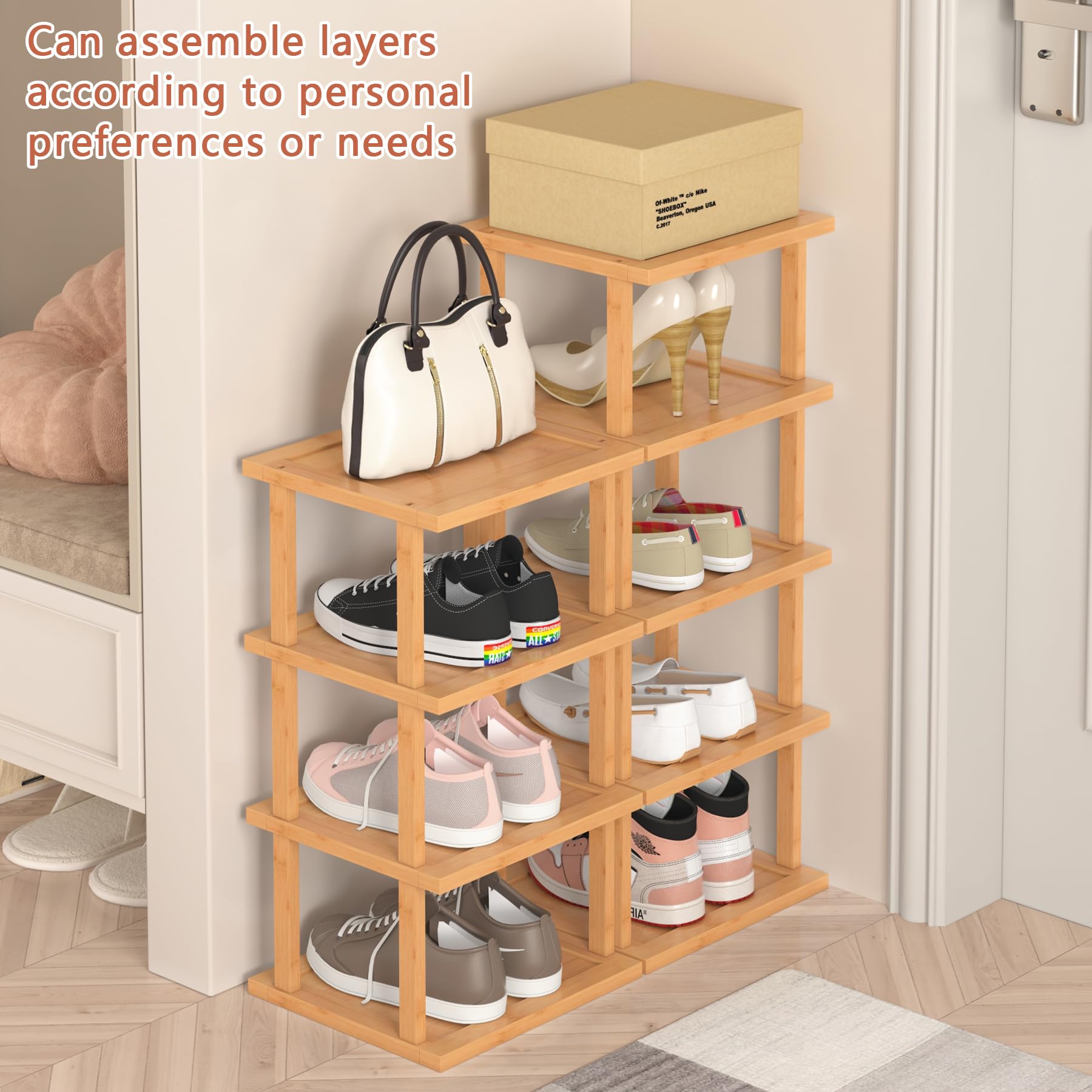 ACCSTORE 9 Tiers Shoe Rack,Vertical Narrowness Shoe Shelf ,Storage Rack,Rugged Pergola,Space Saving,Tall Narrow Shoe Rack for Hallway and Corner.