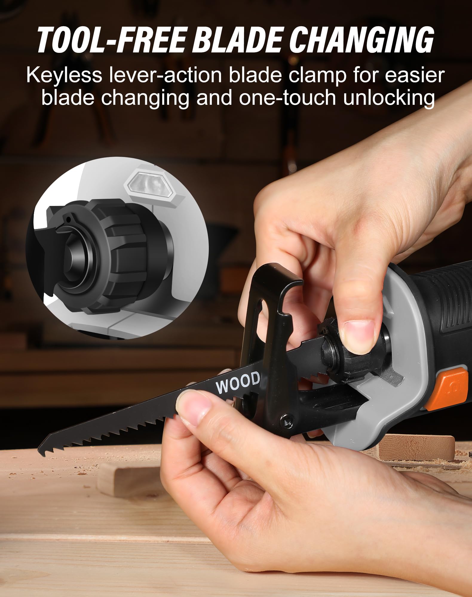 AVID POWER Reciprocating Saw, 20V Cordless Reciprocating Saw with Two 2.0Ah Batteries and Charger, 6 Saw Blades, Variable Speed, Battery Powered Saw for Woods/Metal/Plastic Cutting （Red）