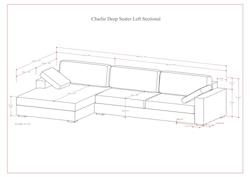 SIMPLIHOME Charlie Left-Facing Sectional Sofa in 100% Recycled Polyester Tightly Woven Performance Fabric, Cream, 122-inches Wide, Handcrafted Contemporary Style L-Shaped Couch with Chaise