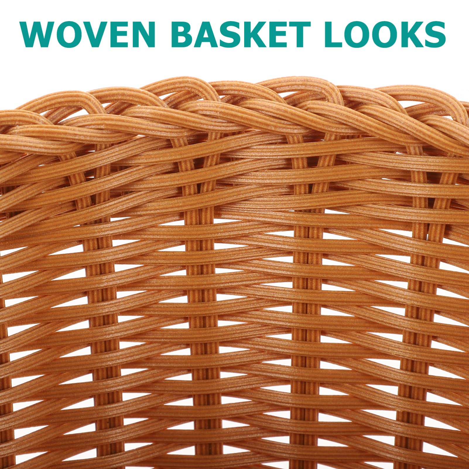 LIFKOME Round Rattan Waste Basket Woven Trash Can Paper Waste Basket Straw Wicker Sundries Storage Holder Garbage Container Bin for Bathroom Kitchen Office Brown