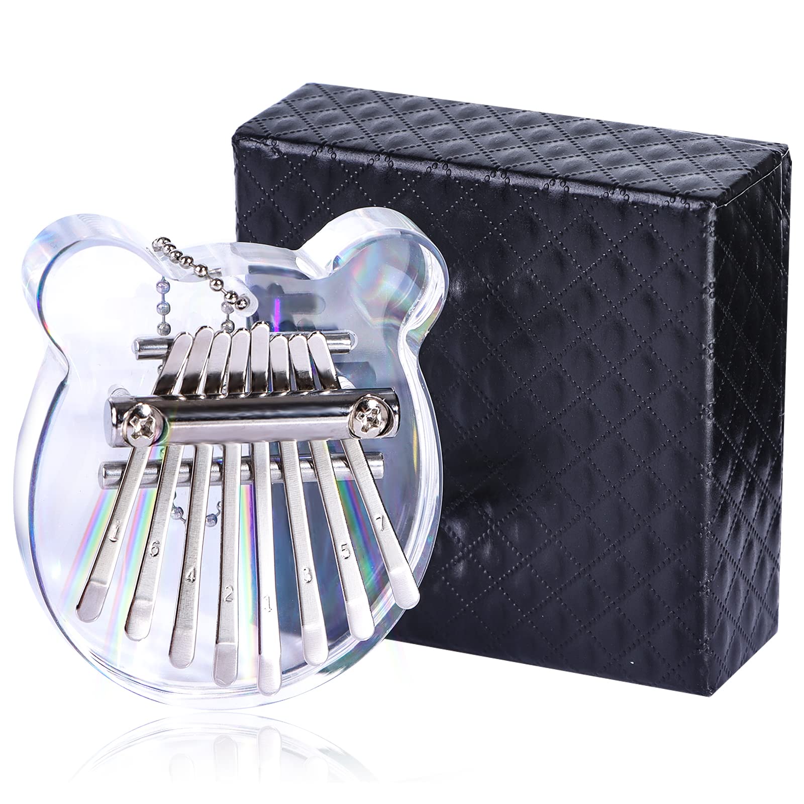 8 Keys Kalimba Thumb Piano, Mini Bear Shaped Acrylic Thumb Piano Portable Kalimba Finger Instrument Gift for Kids Adults Beginners