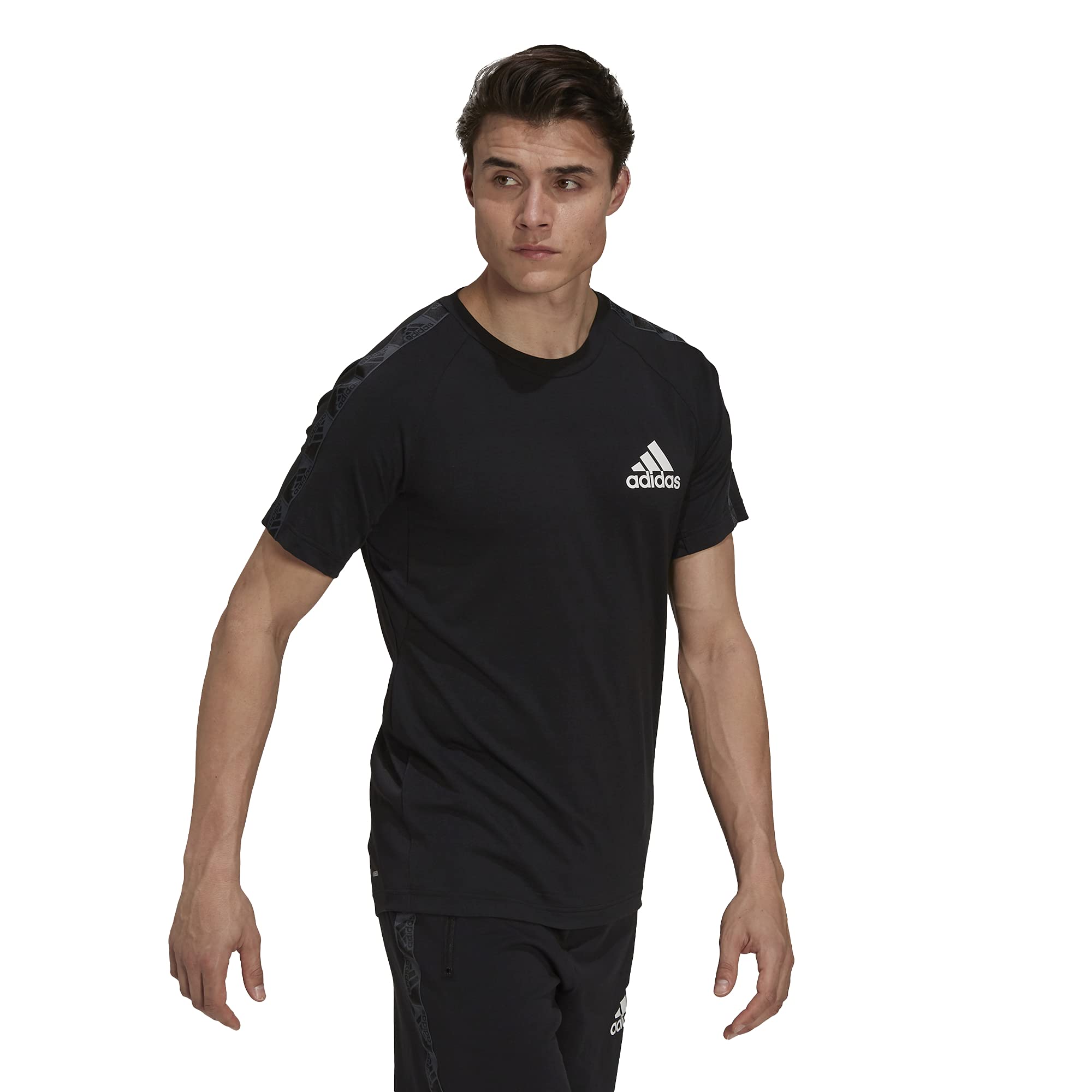 adidas Men's Designed 2 Move Sport Motion Logo T-Shirt, Black/White Large
