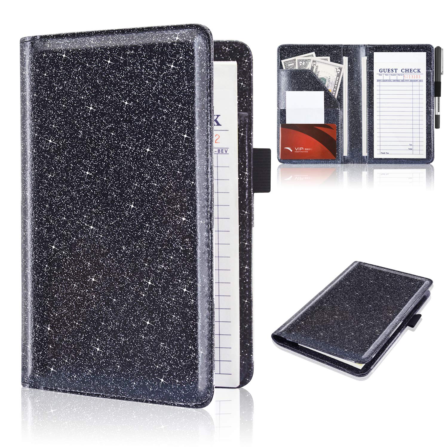 ACdream Server Books for Waitress, Guest Book Note Pad, Cute Pocket Leather Money Organizer Wallet, Cash Check Bill Receipt Holder Presenter, Waiter Accessories Fit Server Apron