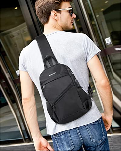 BOSTANTEN Sling Bag, Shoulder Bag Crossbody Backpack Lightweight Casual Daypack for Men Women Travel Hiking Walking, Black