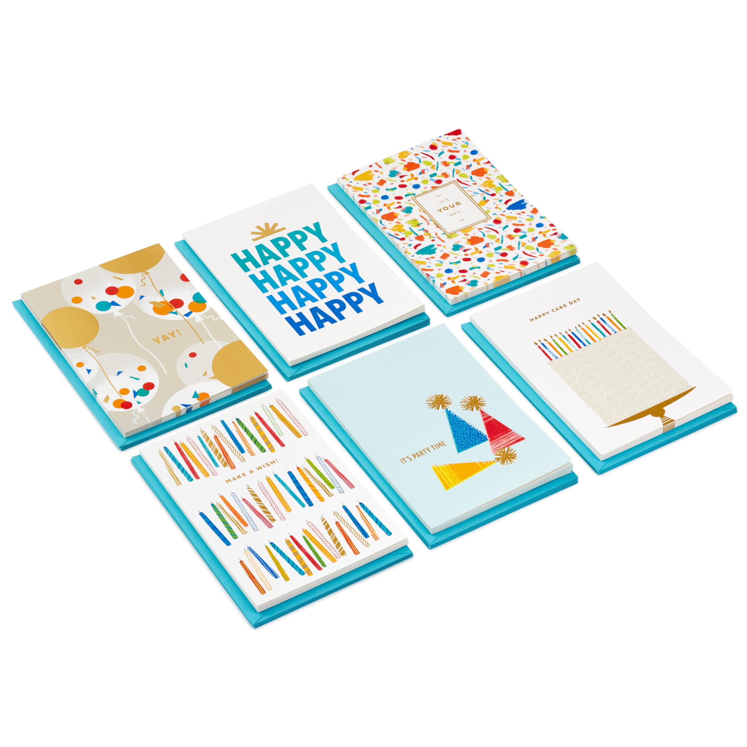 Hallmark Birthday Cards Assortment, 36 Cards with Envelopes (Party Time)
