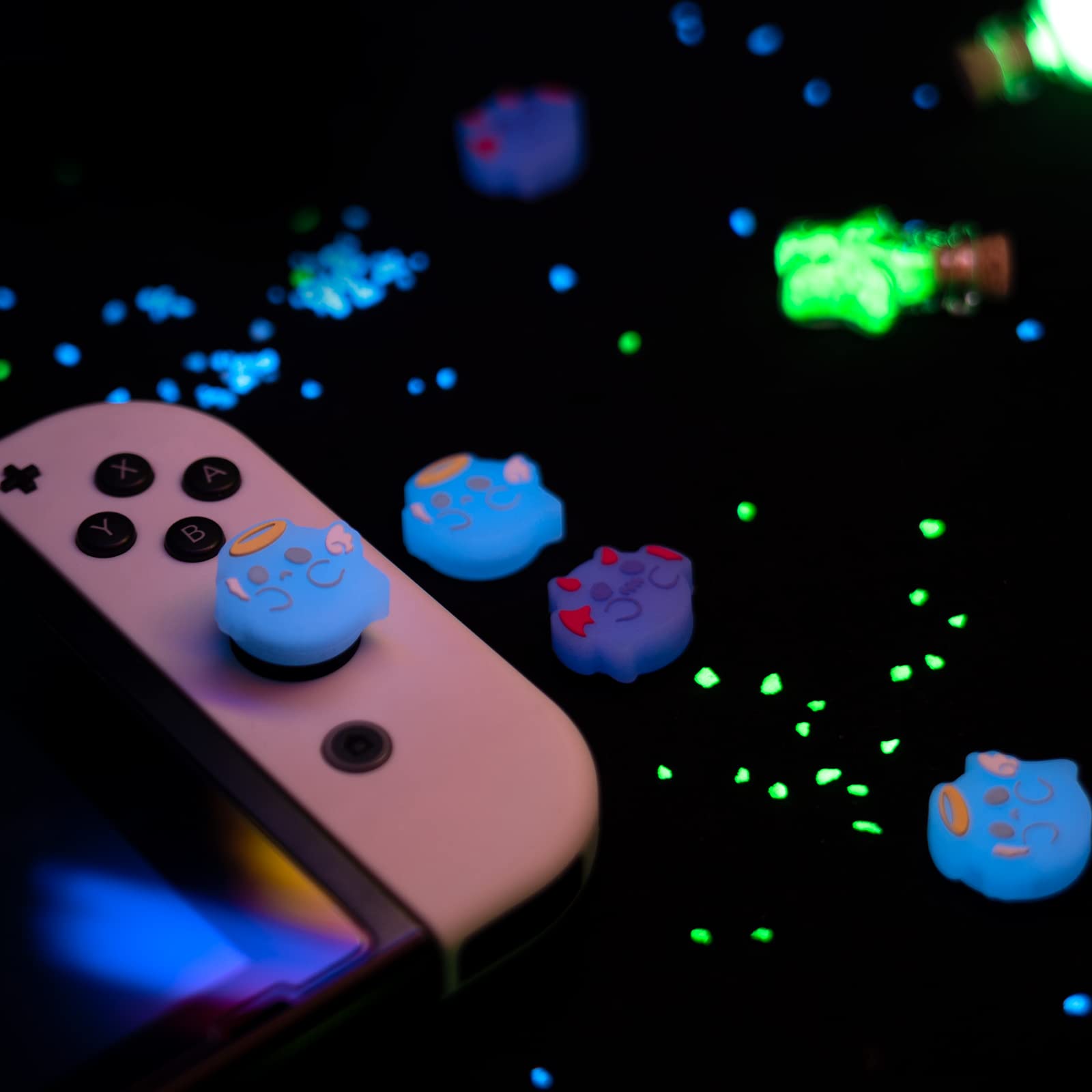 GeekShare Luminous Ghost Thumb Grip Caps, Soft Silicone Joystick Cover Compatible with Switch/OLED/Switch Lite,4PCS