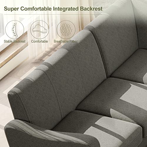 Belffin Convertible Sectional Sofa Fabric Couch with Chaise Reversible Small Corner Couch Furniture L-Shaped 4 Seater Sofas Light Grey