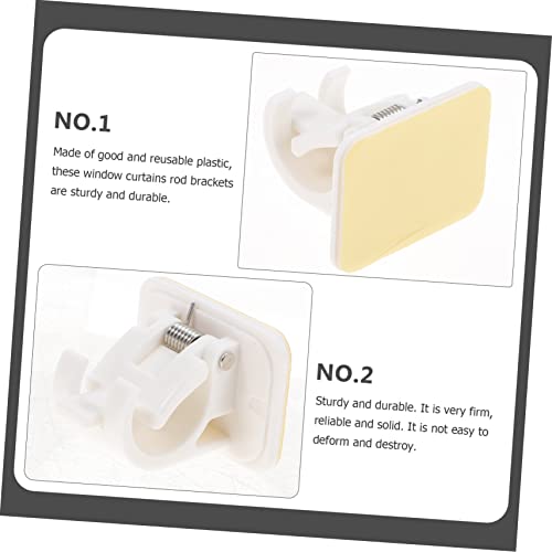 DOITOOL 40 Pcs Curtain Rod Hanger No Drill Curtain Rod Brackets Curtain Hooks for Wall Curtain Rods No Drilling Adjustable Drop Hitch No Nail Curtain Rod Shower Curtain Rod Holders White
