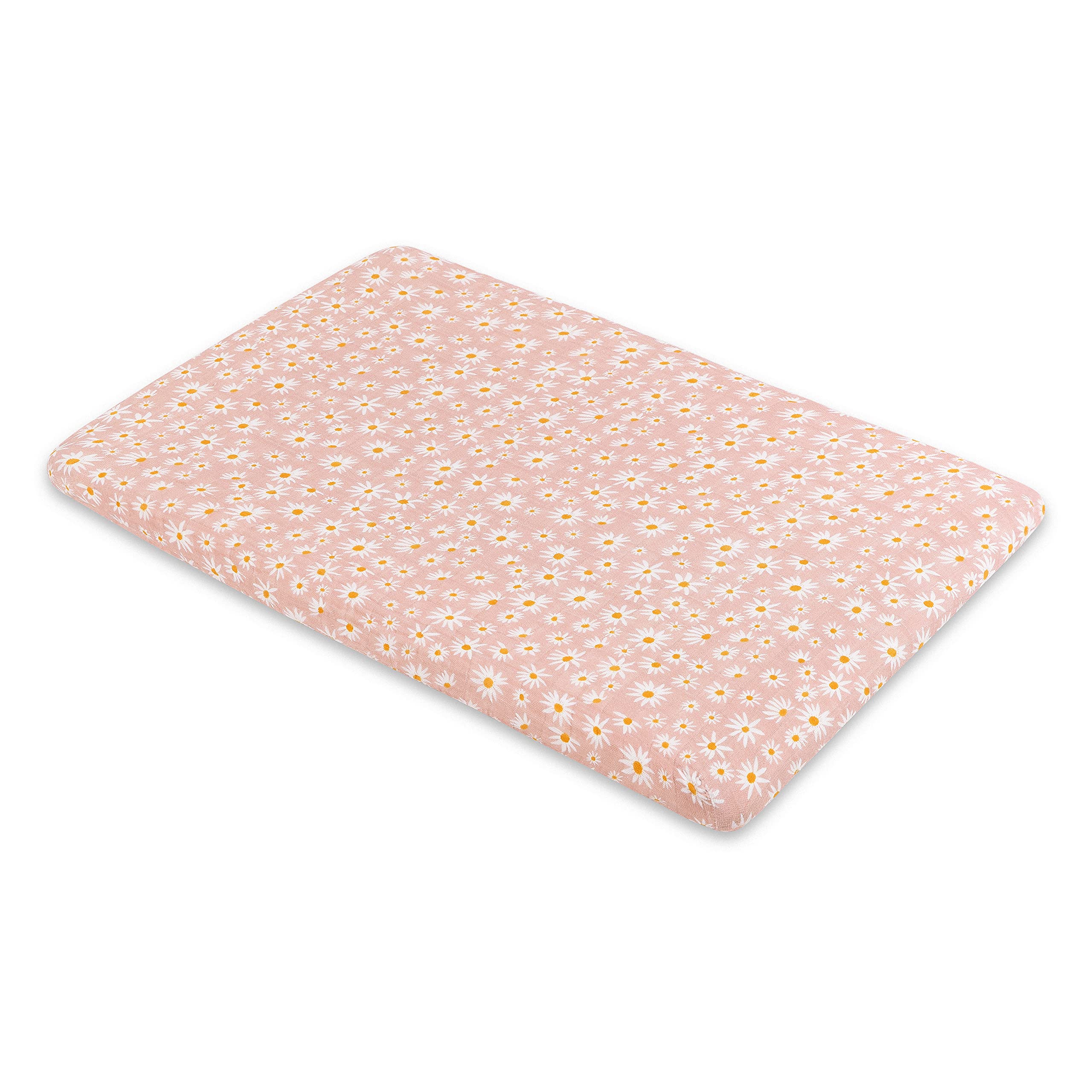 Babyletto 100% Organic Cotton All-Stages Bassinet Sheet, GOTS-Certified, Fitted 360°, Ultra-Soft and Breathable Muslin - Daisy