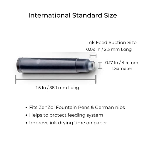 ZenZoi Fountain Pen Ink Cartridge Refills- 24 Bulk Premium Blue Case- Professional Grade, International Size, Non-Toxic Ink- Smooth, Blotch-Free Writing for Luxury Pens β German Nibs (Blue)