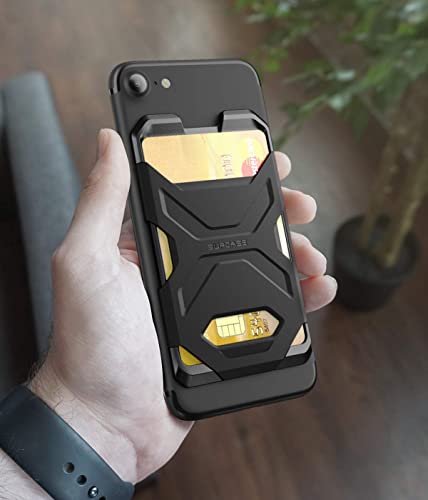 SUPCASE Adhesive Slim Wallet,(2-Pack) Ultra Thin Stick-On Silicone Credit Card Holder Sticker Adhesive Cell Phone Wallet Compatible for Most Smartphones(not fit Mobile Phones with Curved Back)(Black)