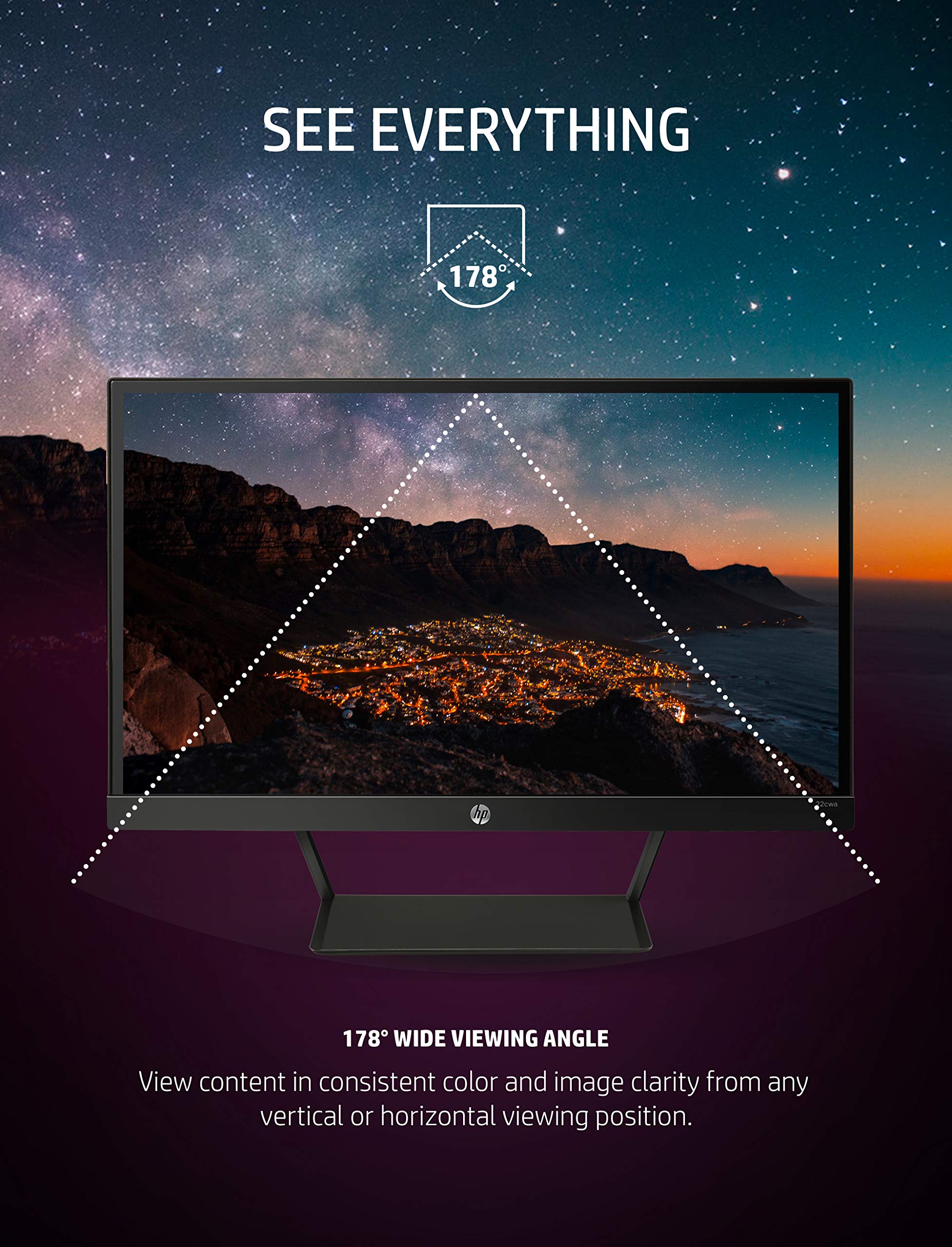 HP Pavilion 22CWA 21.5 IPS LED Monitor 1920x1080 Full HD HDMI VGA (Renewed)