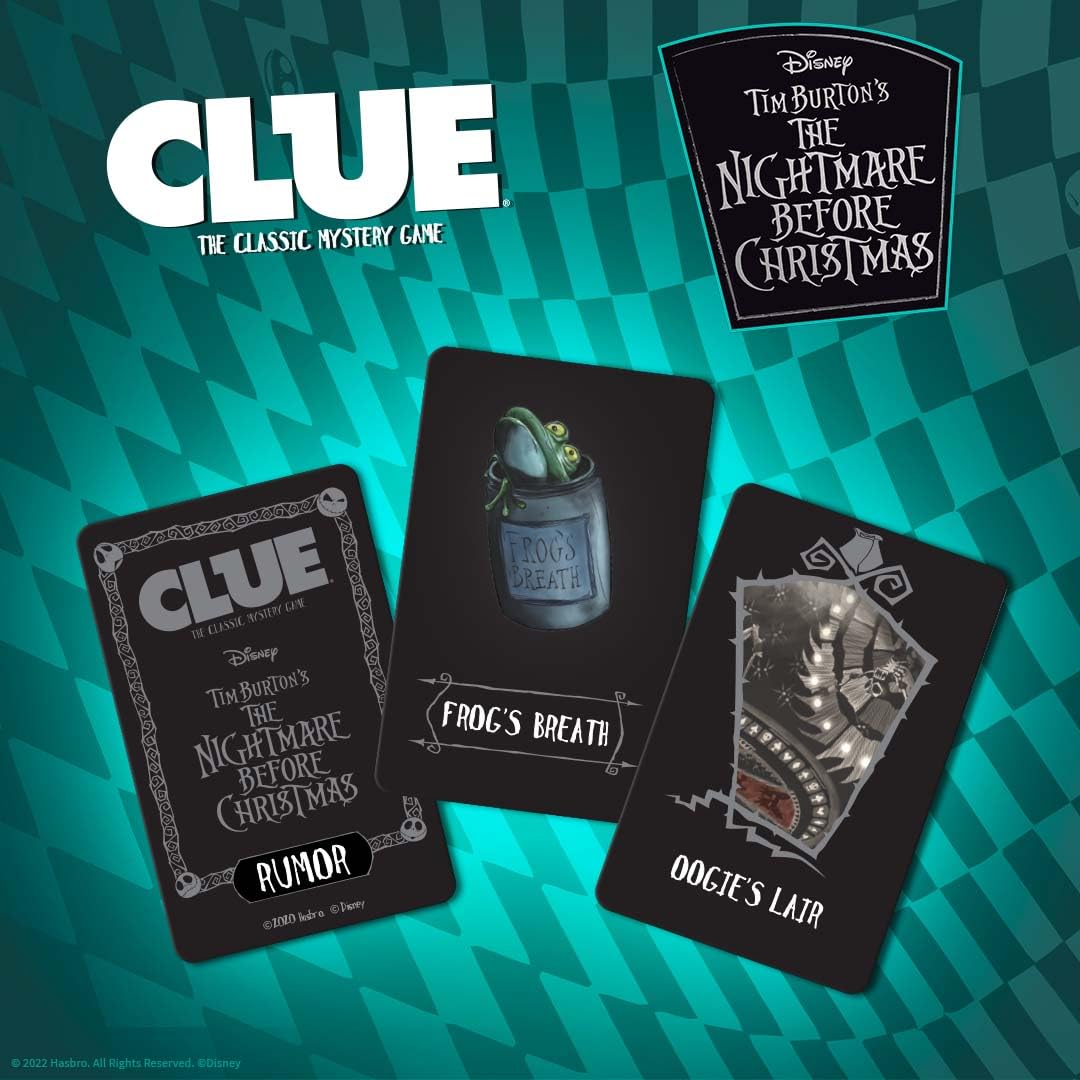 CLUE: Disney The Nightmare Before Christmas | Collectible Clue Game Based on Disney Classic Film | Officially-Licensed Game with Familiar Locations and Iconic Characters
