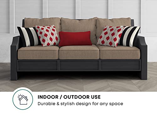 Honeycomb Outdoor Square Toss Pillow Set, 17" W x 17" L, Cabana Stripe Black & Ivory Outdoor Pillows