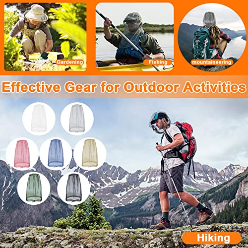 Benvo Mosquito Head Net Mesh, Face Neck Fly Netting Hood from Bugs Gnats Noseeums Screen Net for Any Outdoor Lover- with Carry Bags Fits Most Sizes of Hats Caps (2pcs, Grey, Updated Big Net)