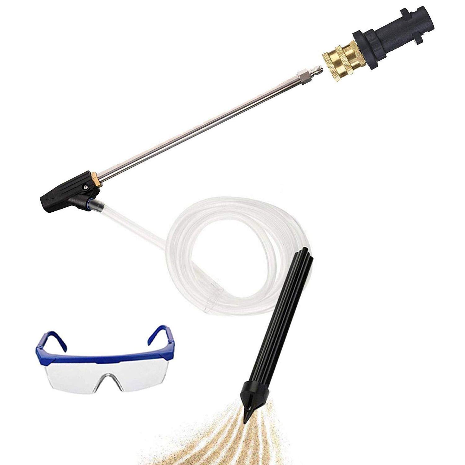 AgiiMan Pressure Washer Sandblasting Kit - 3200 PSI Sand Blaster Gun Attachment, 2 in 1 Quick Connector with Adaptor