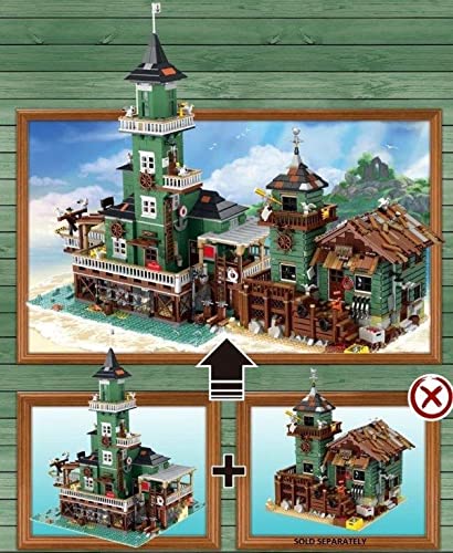 General Jim's Realistically Detailed Fisherman Harbortown Series City Modular Buildings 3452 Piece Three Level Lighthouse Construction Suite Building Blocks Toy Bricks Set for Adults and Teens
