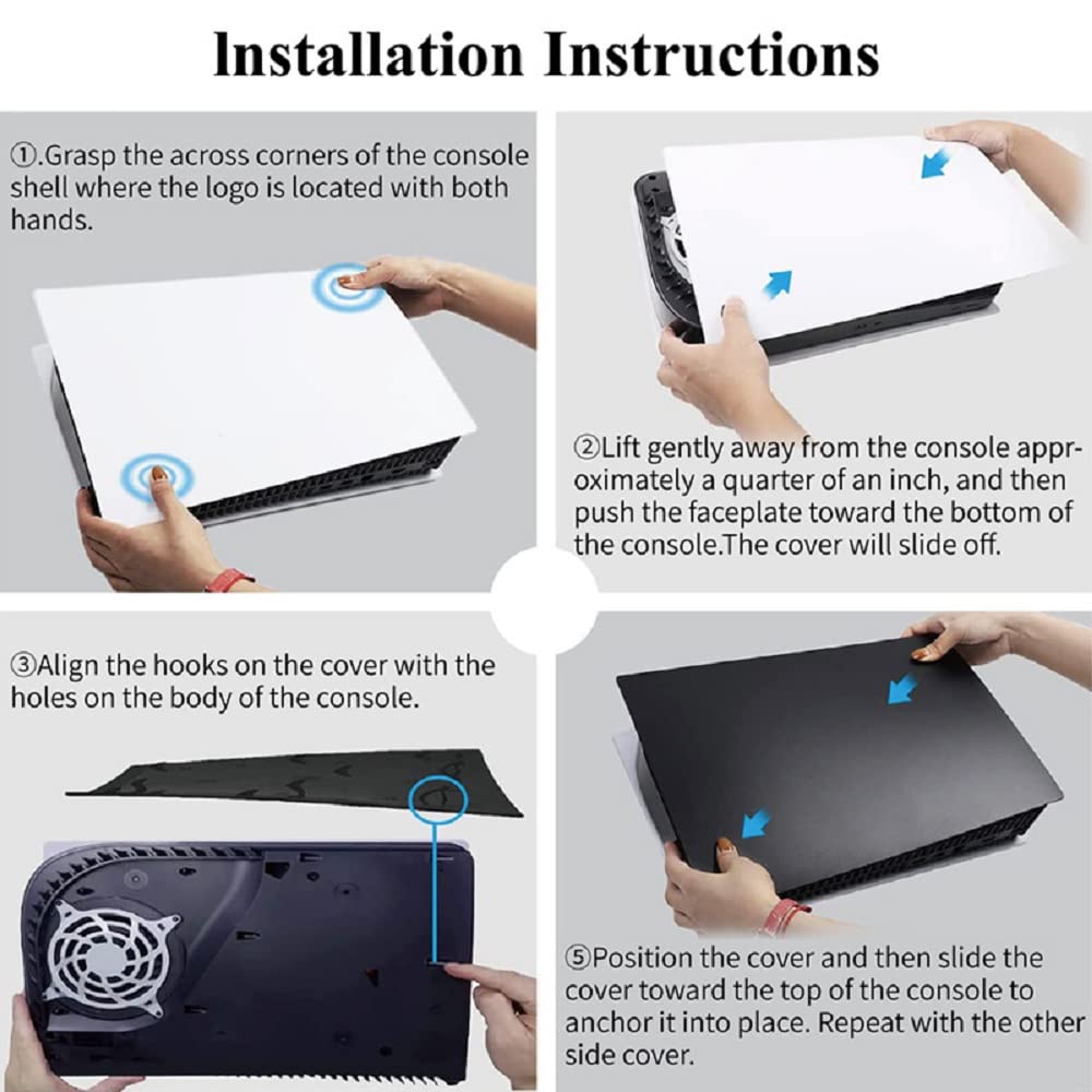 Gaming Console Faceplate Cover with Cat Grips for PS5 Disk Edition Skin Shell Skin Hard Protective Shell Blue