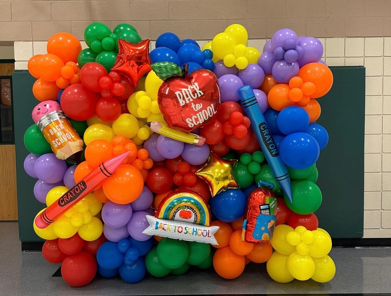Back to School Balloon Arch Kit School Bus Pencil Foil Balloon with Rainbow Balloons for First Day of School Students Classroom Kindergarten Graduation Decorations