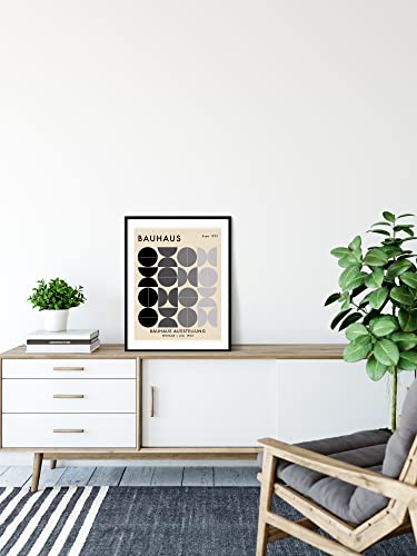 Bauhaus Mid Century Modern Wall Art - 11x14" UNFRAMED Print - Abstract, Minimal Wall Decor - Exhibition Poster Replication (Black)