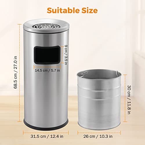 BEAMNOVA Bundle Black 15 x 31.5 in + 12.4 * 27 in Metallic Stainless Steel Trash Can with Lid Commercial Garbage Enclosure Inside Barrel Heavy Duty Waste Container