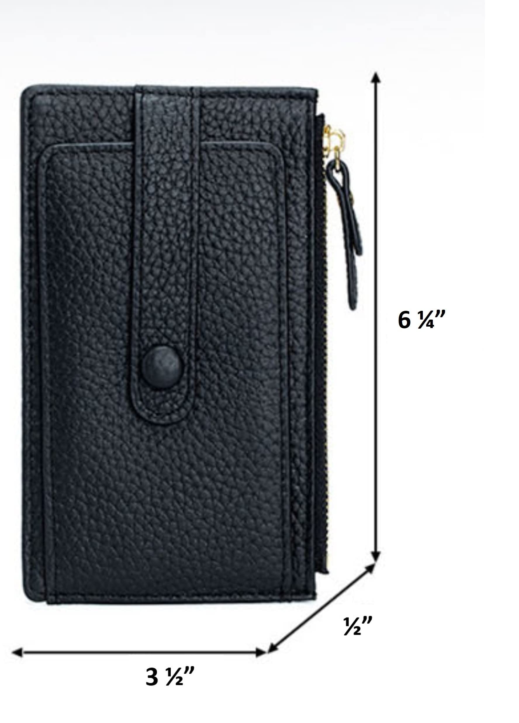 Genuine Leather Women's Slim Wallet Thin Small Purse Bifold ID Card Holder (D2 Dusty Pink)