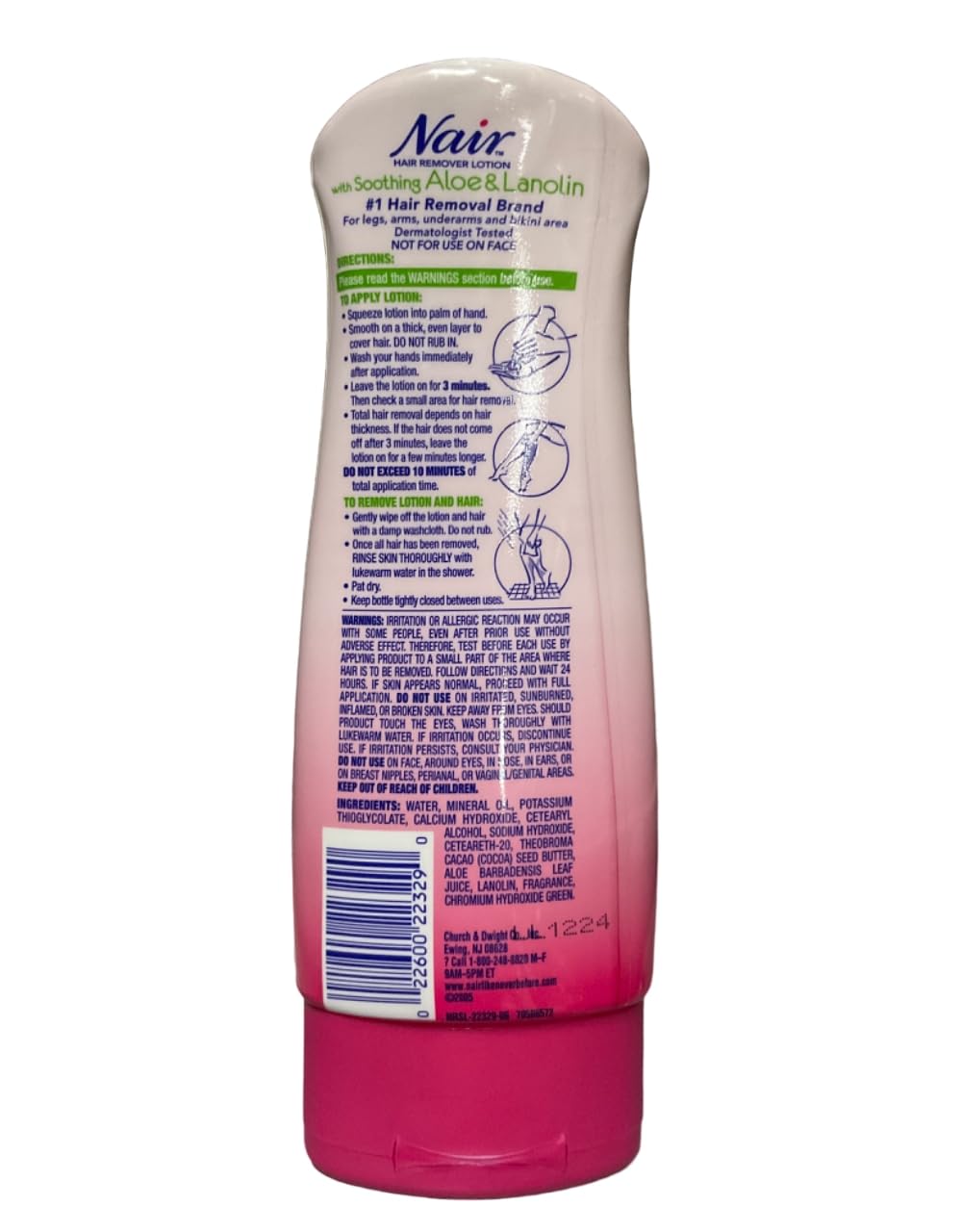 Nair Hair Remover Lotion For Legs & Body Aloe & Lanolin 9 oz (Pack of 12)