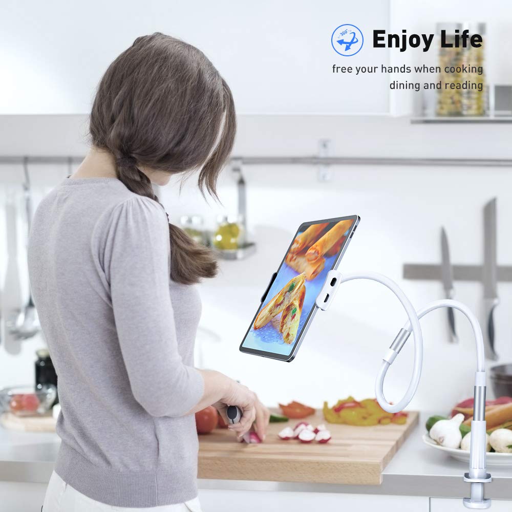 AHK Gooseneck Tablet Stand, Tablet Mount Holder for iPad iPhone Series/Nintendo Switch/Samsung Galaxy Tabs/Amazon Kindle Fire HD and More