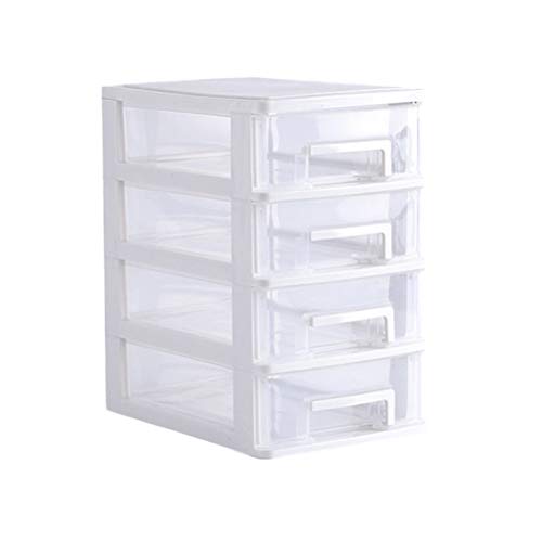 DOITOOL Four- Layer Plastic Drawer Type Closet, Portable Clear Storage Drawer Organizer Multifunction Storage Rack Storage Shelf Storage Box for Home Office Bedroom Living Room (White)