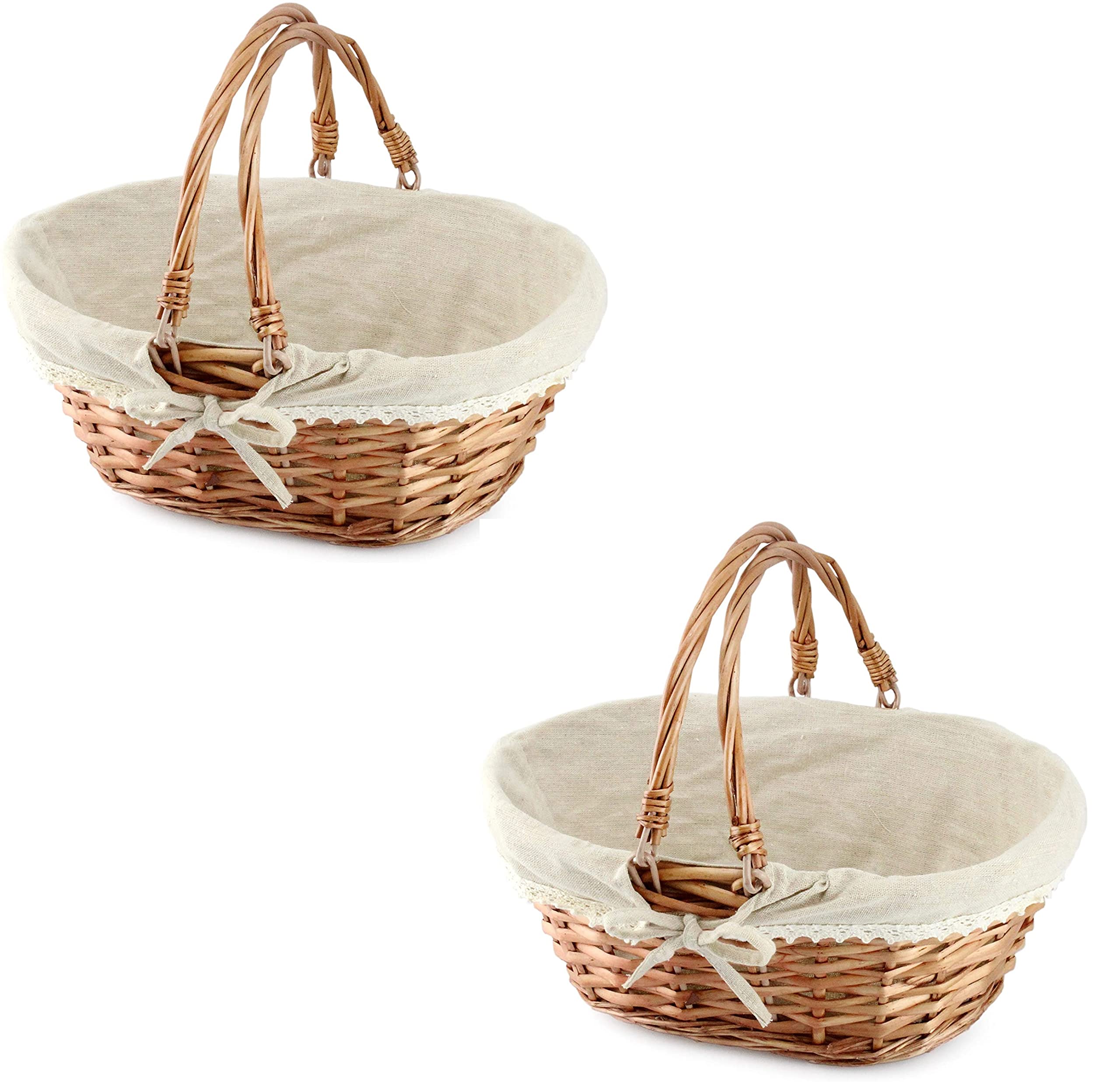 Cornucopia Brands Wicker Baskets w/Handles (2-Pack, Natural Color), for Easter, Picnics, Gifts, Home Decor and More, 13 x 10 x 6 Inches