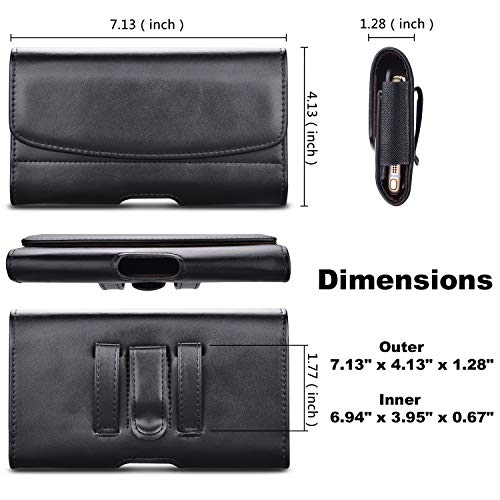 Takfox Phone Holster for Samsung Galaxy S23 Ultra S22 Plus S22 S20 FE S10 Note 20 Ultra Note 10 Plus A12 A13 A14 A02S A03S A04S A23 A32 A42 iPhone 14 Pro Max Leather Belt Holster Pouch Holder,Black
