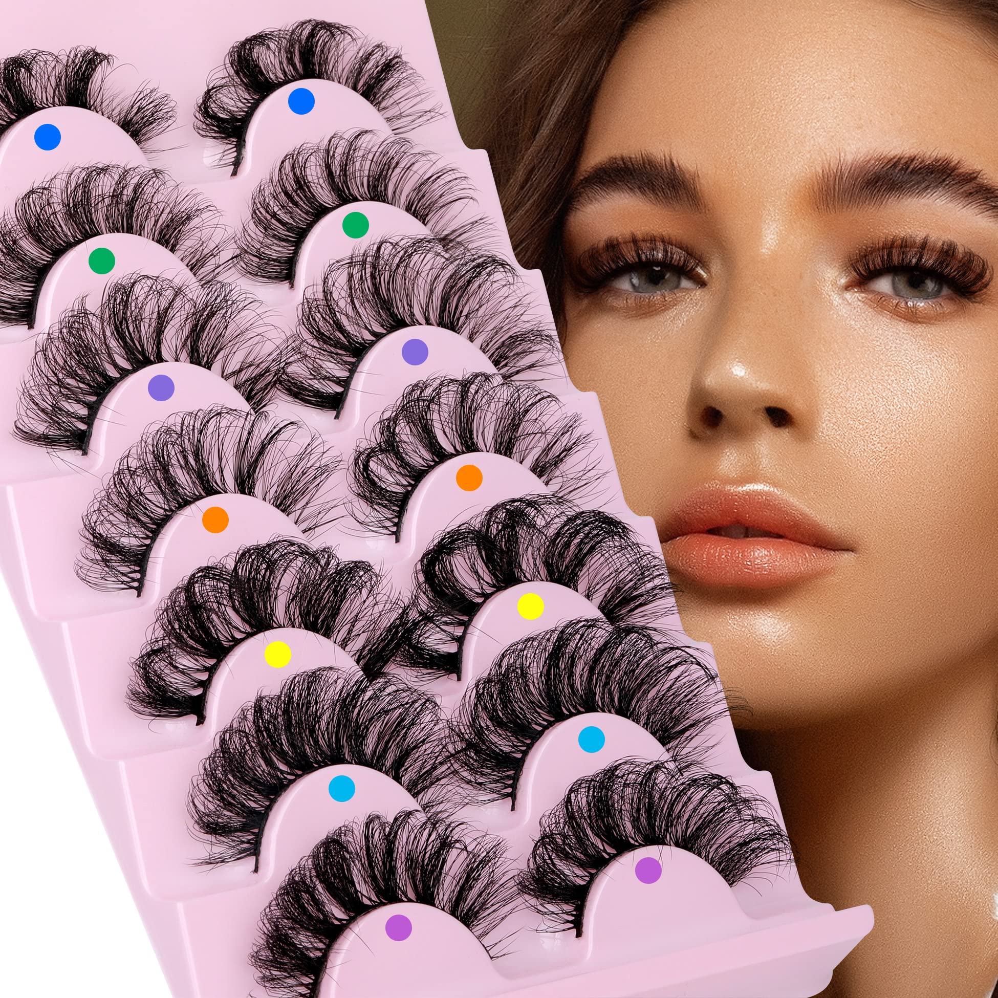 7 Styles Lashes Mink Natural Look D Curl Eyelashes Fluffy Wispy Volume Eye Lash Pack Like False Eyelash Extension by EYDEVRO