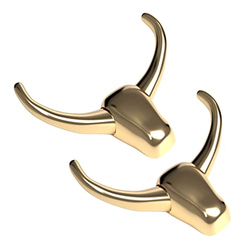 DOITOOL Towel Hooks 2pcs Metal Dual Coat Hooks Nordic Horn Wall Mounted Hook Decorative Vintage Hangers Heavy Duty Wall Hook for Hanging Coat Scarf Bag Key Hat Supplies Shower Towel Hook