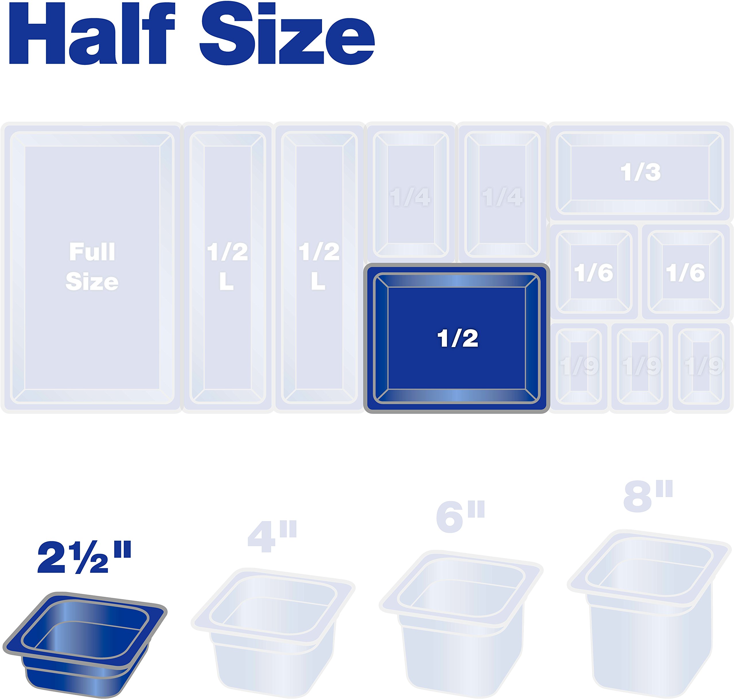 Carlisle FoodService Products Storplus 1/2-Size Food Pan for Catering, Buffets, and Restaurants, Polycarbonate, 2.5 Inches Deep, Clear, (Pack of 6)