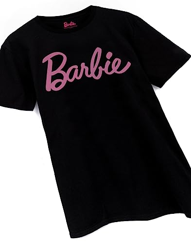 Barbie Women's Black Logo Tee | Iconic Brand | Fashionable Retro Top | Comfortable Fit Movie Merchandise - Small