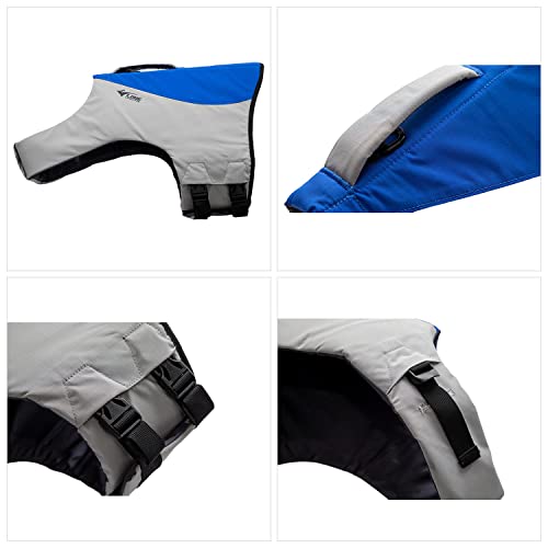 Dog Life Jacket, Sport Style Dog Float Coat with Excellent Buoyancy, Stylish Dog Swimming Safety Vest with Rescue Handle for Small Medium Large Dogs Blue M