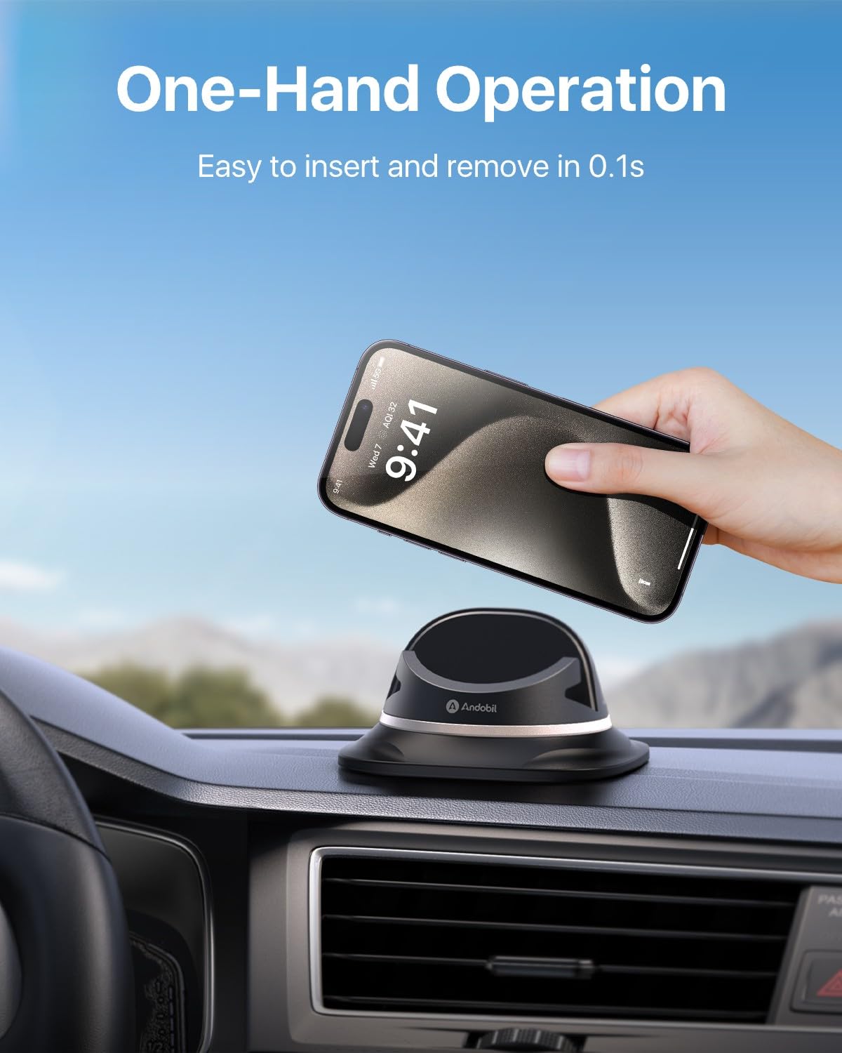 andobil Newest Car Phone Holder Mount, Stable & Silicone Phone Mount for Car, 360° Rotatable Dashboard Cell Phone Holder, Car Phone Stand Compatible with iPhone 15 Pro Max/14/13/12, Samsung S24/23/22