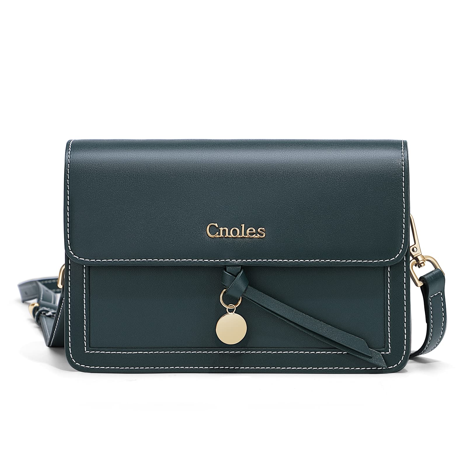 Cnoles Small Crossbody Shoulder Bag for Women Genuine Leather Cell Phone Bags Card Holder Wallet Purse and Handbags Green