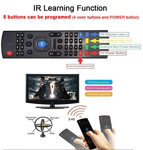 Air Mouse for Android tv Box, Gimibox MX3 Pro Wireless Keyboard 2.4G Smart TV Remote with Motion Sensing Game Handle Android Remote Control for Android TV Box/PC/Smart TV/Projector/HTPC/All-in-one PC/