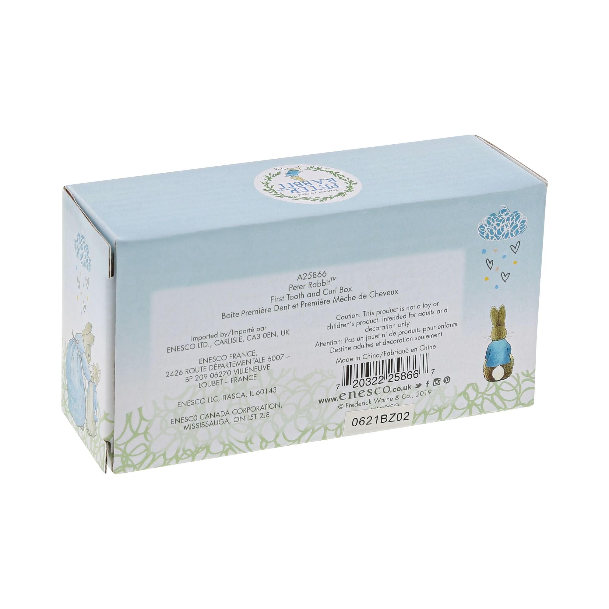 Enesco Beatrix Potter Peter Rabbit Tooth and Curl Boxes Baby Nursery Keepsake Set, 1.26 Inch, White (A25866)