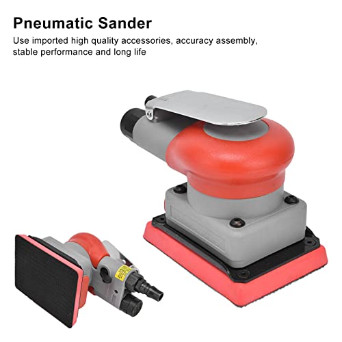 Air Orbital Sander, Air Square Orbit Finishing Sander, Professional Orbit Pneumatic sheet Sander Alloy Steel Air Palm Sanding Sandpaper Machine for Deep Corner, 10000rpm 75x100mm/3x4in